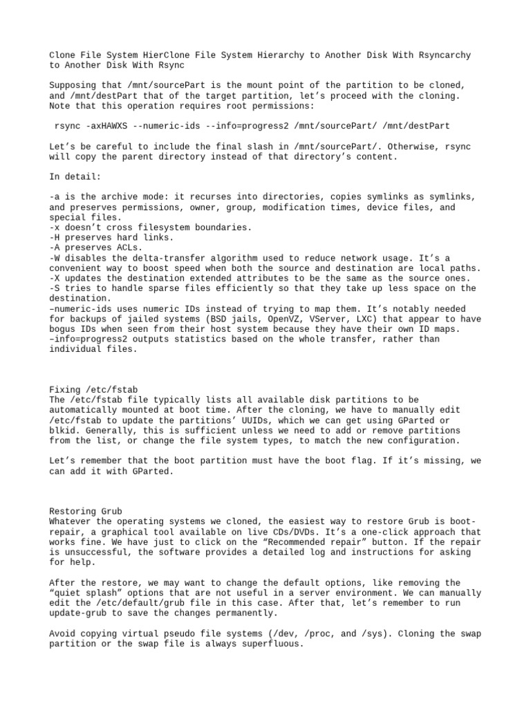 Clone File System Rsync Sy | PDF | File System | Computer File