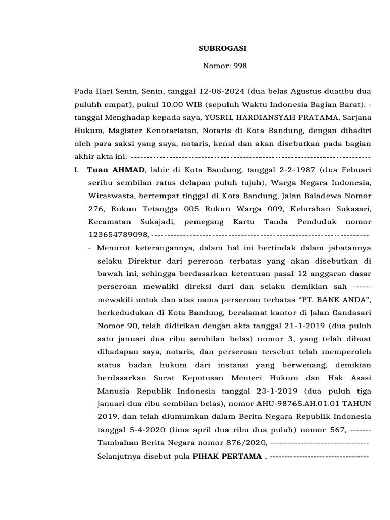 Tugas Tpa 2 Subrogasi (1) | PDF