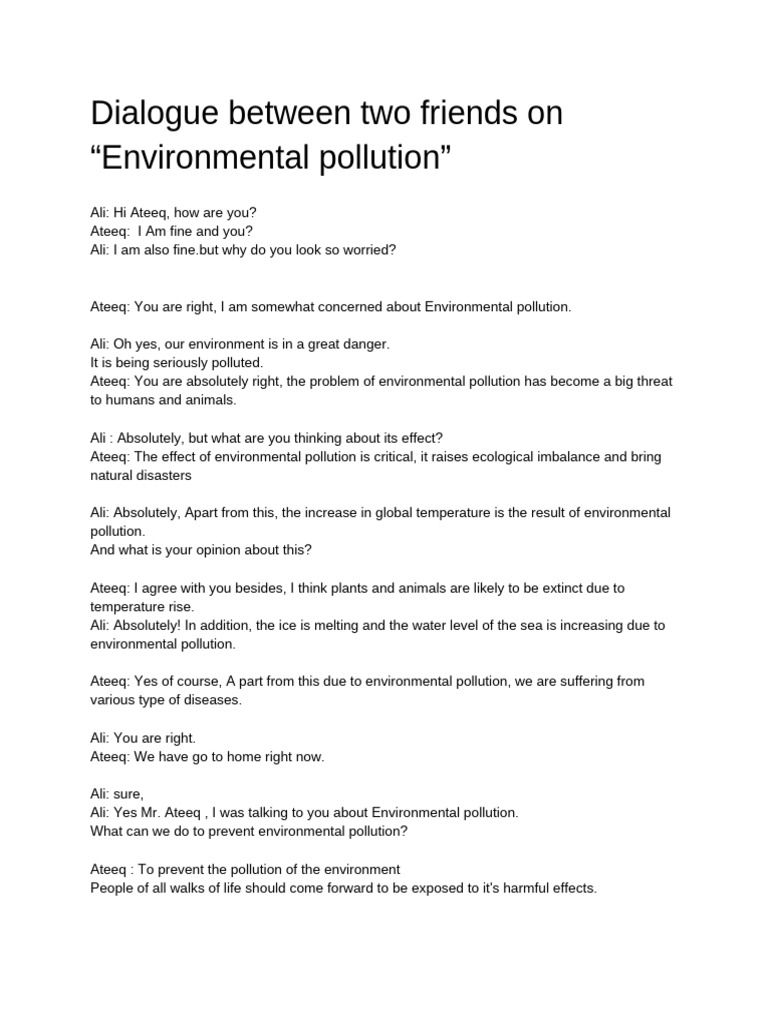 Dialogue on Environmental Pollution | PDF