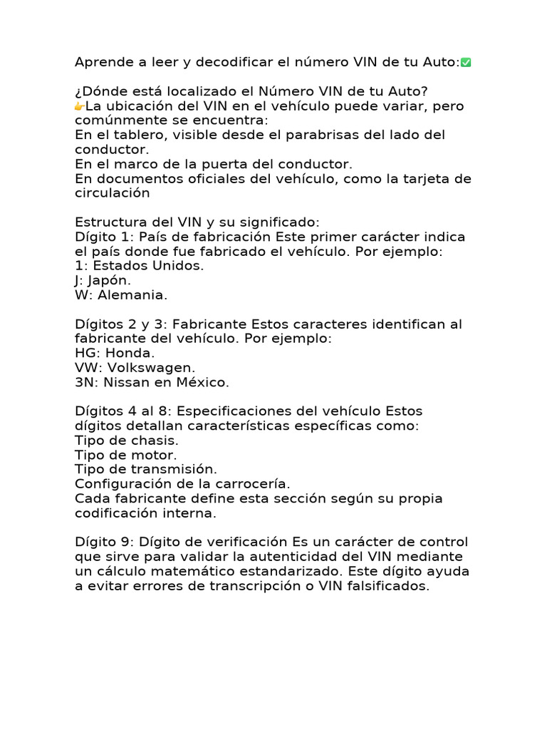 Como Interpretar El # Vin | PDF