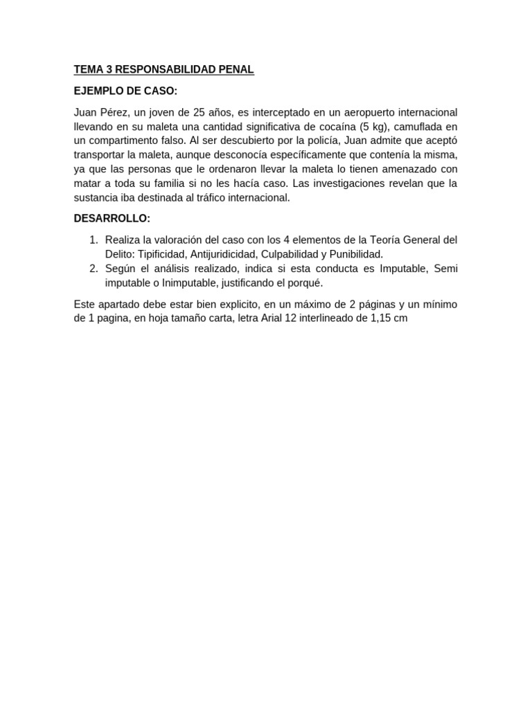 TAREA TEMA 3 RESPONSABILIDAD PENAL 1 | PDF