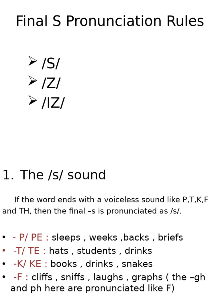 Final S Pronunciation Rules | PDF