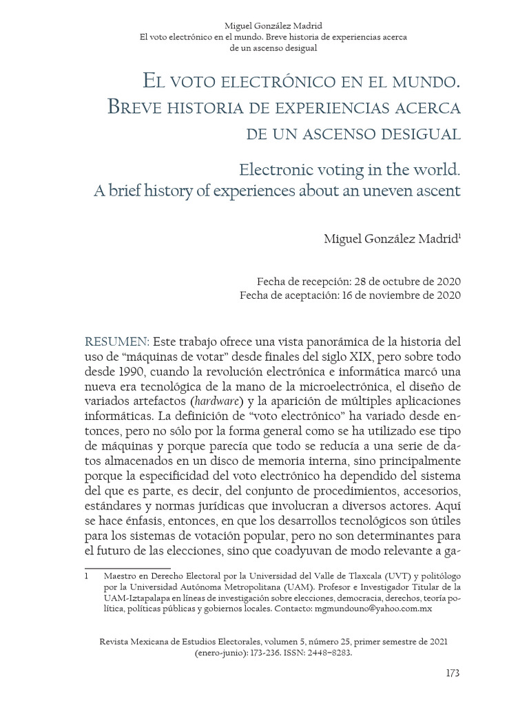 Electronic Voting in The World. A Brief History of Experiences About An ...