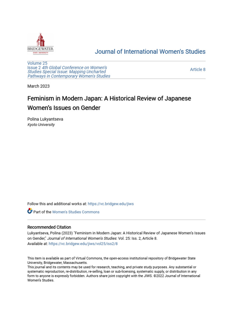 Feminism in Modern Japan - A Historical Review of Japanese Women - S ...