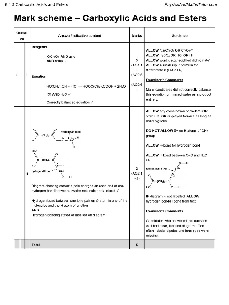 6.1.3 Carboxylic Acids and Esters MS | PDF | Ester | Carboxylic Acid