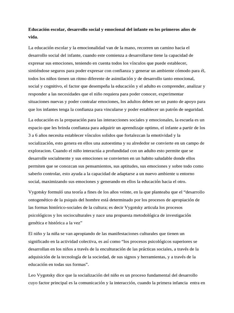 Desarrollo Social y Emocional Infantil | PDF | Las emociones | Adultos