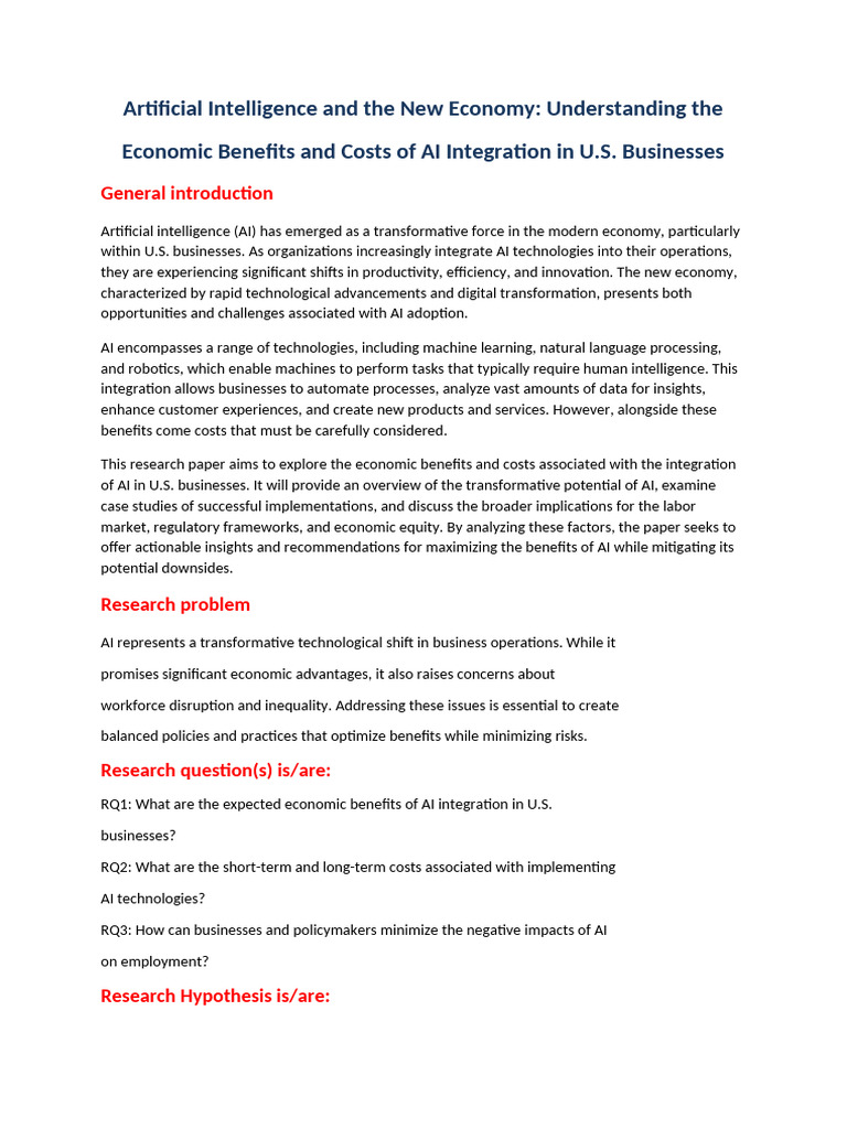 Artificial Intelligence and The New Economy | PDF | Artificial ...