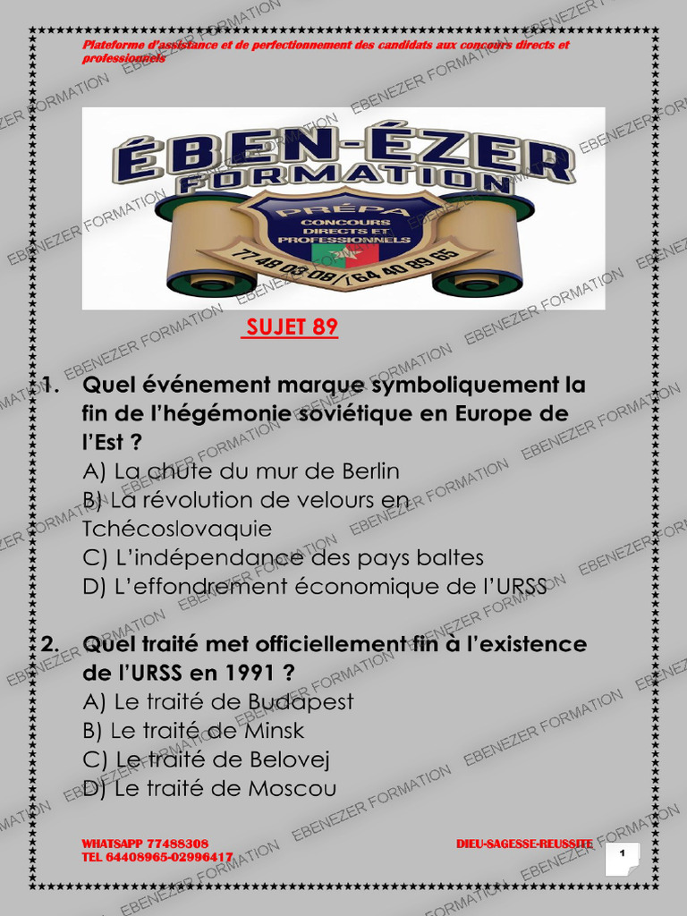 Ebenezer Formation Sujet 89 | PDF