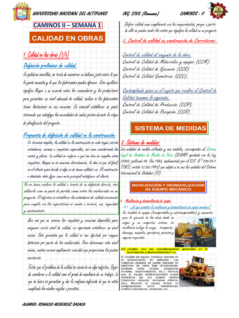 Resumen Caminos - I Unidad | PDF