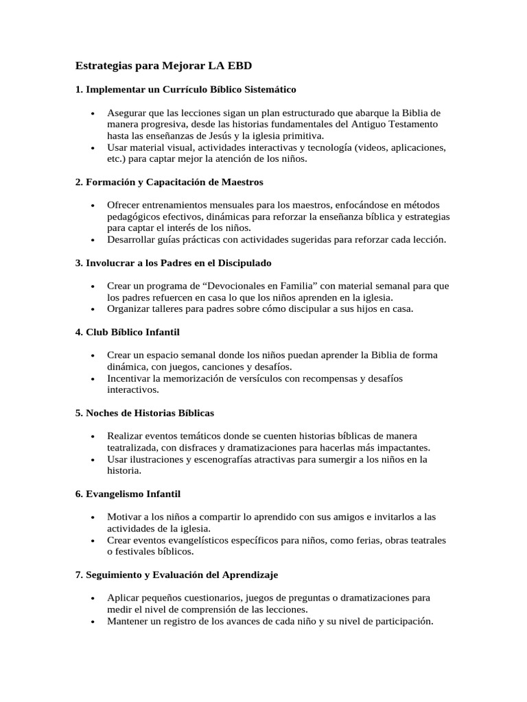 Estrategias para Mejorar LA EBD | PDF