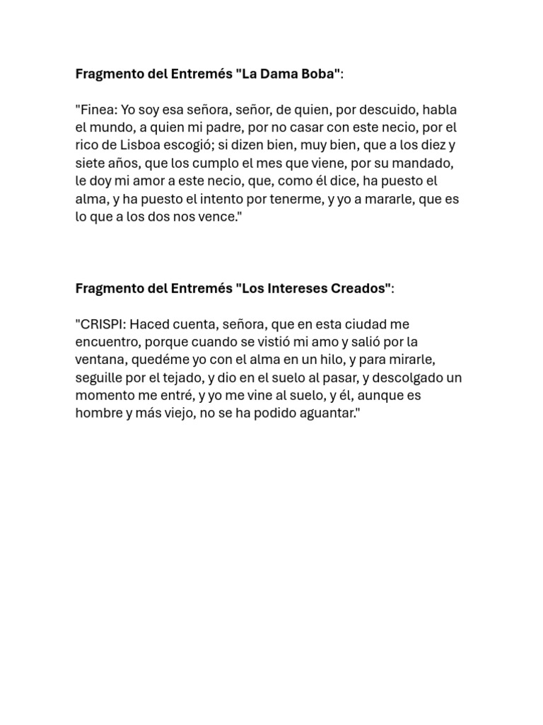 Fragmento Del Entremés | PDF