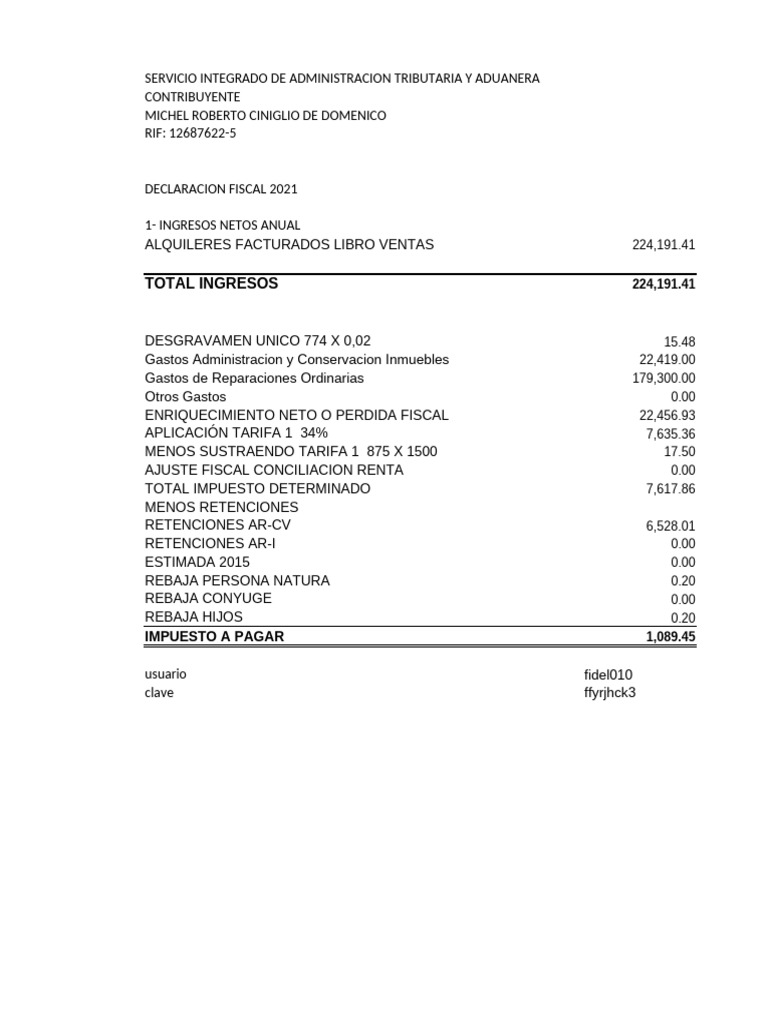 Analisis Fiscal Declaracion Islr 2021 | PDF | Impuestos | Finanzas del ...