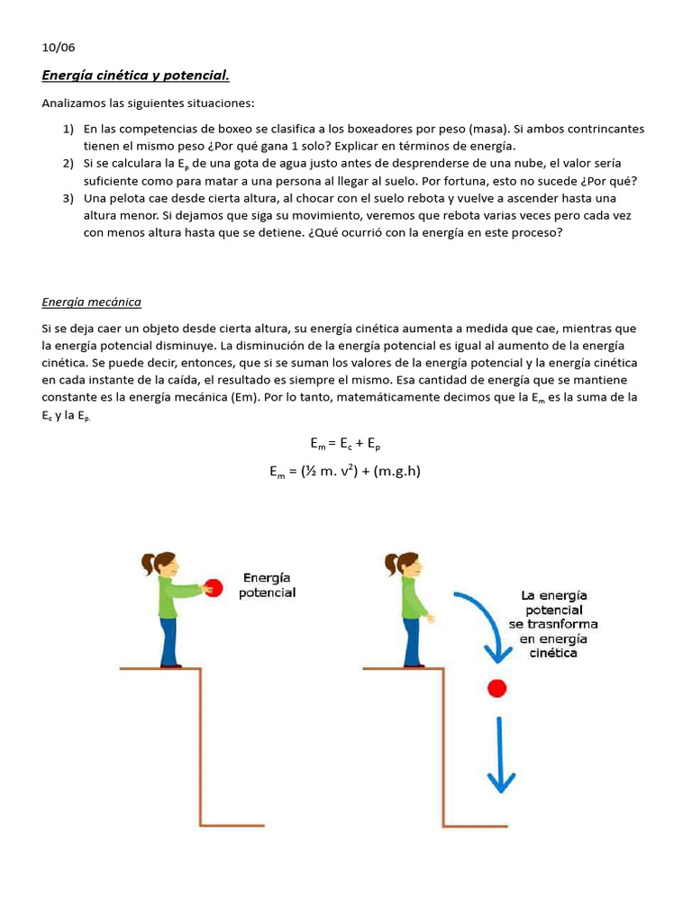 Energía Cinética y Potencial: Ejercicios y Análisis | PDF | Energía ...