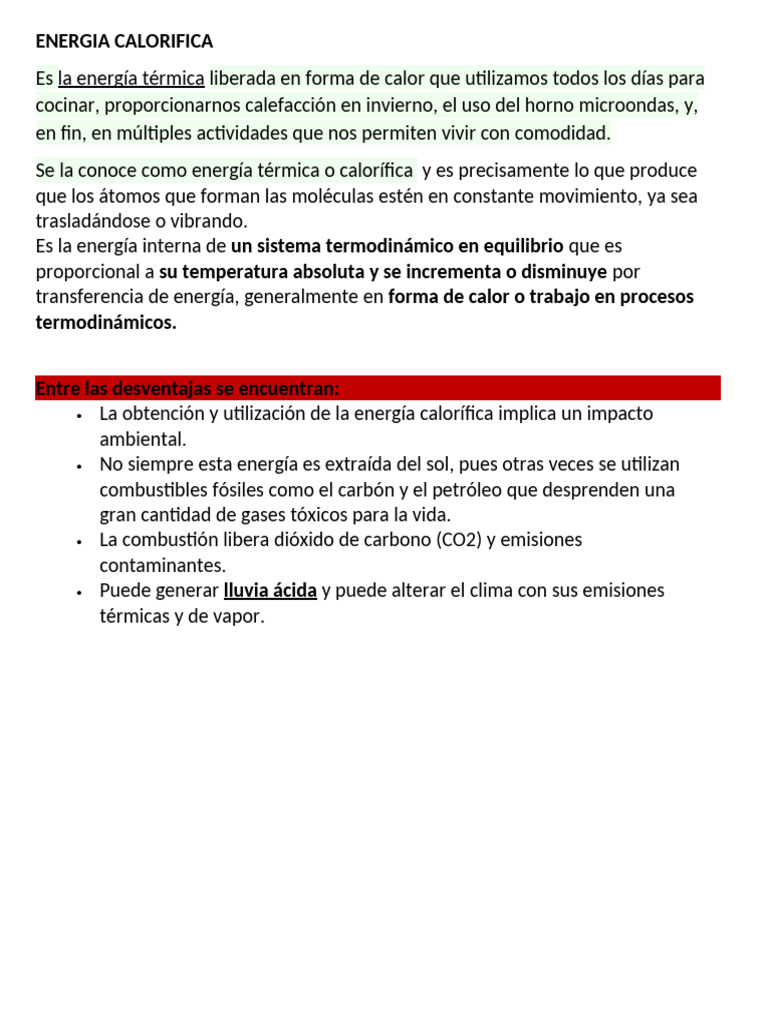 Energia Calorifica | PDF