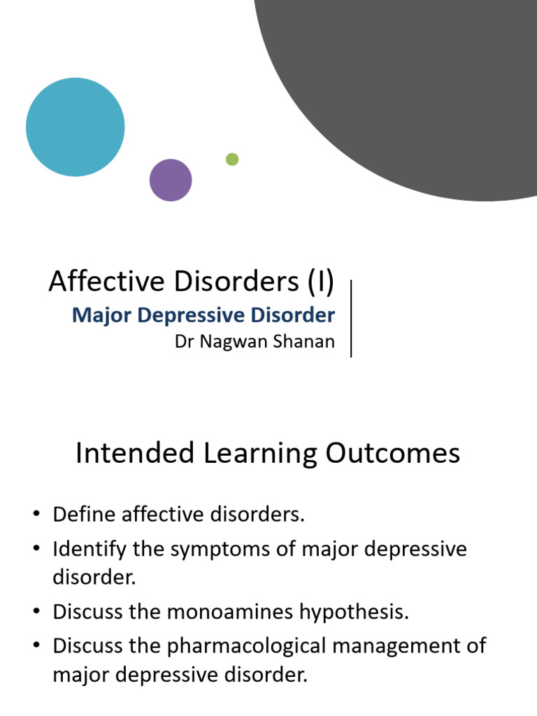 Affective Disorders. I. Major Depressive Disorder. 2025 | PDF ...