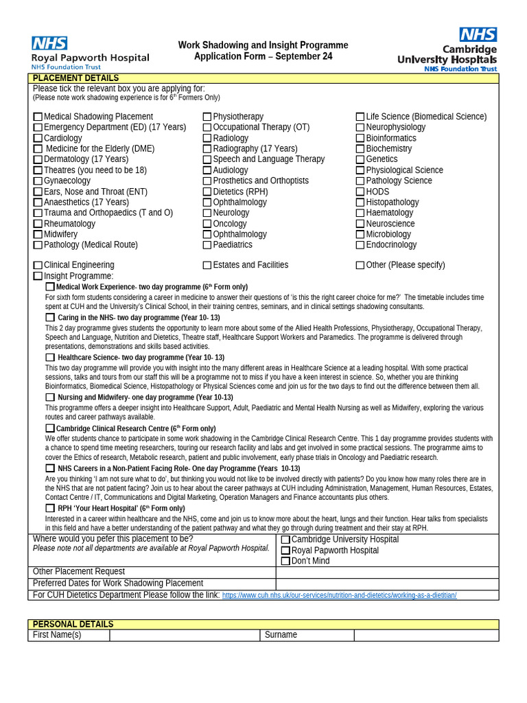 Royal Papworth Hospital Work Shadowing | PDF | Medicine | Health Care