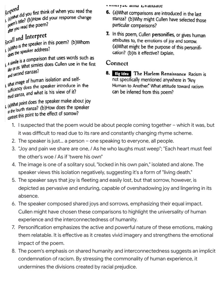 Rhyme Scheme and Themes in "Any Human to Another" | PDF