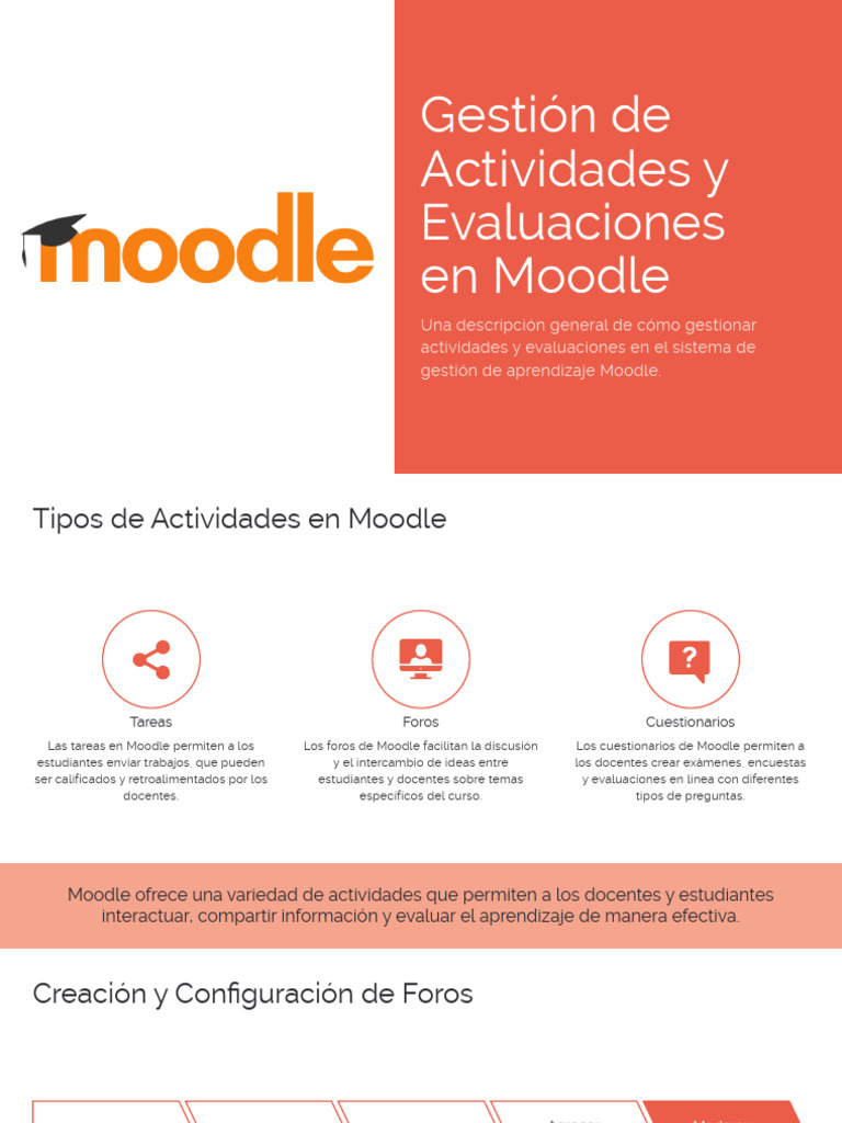 Gestión de Moodle: Actividades y Evaluaciones | PDF | Moodle | Aprendizaje