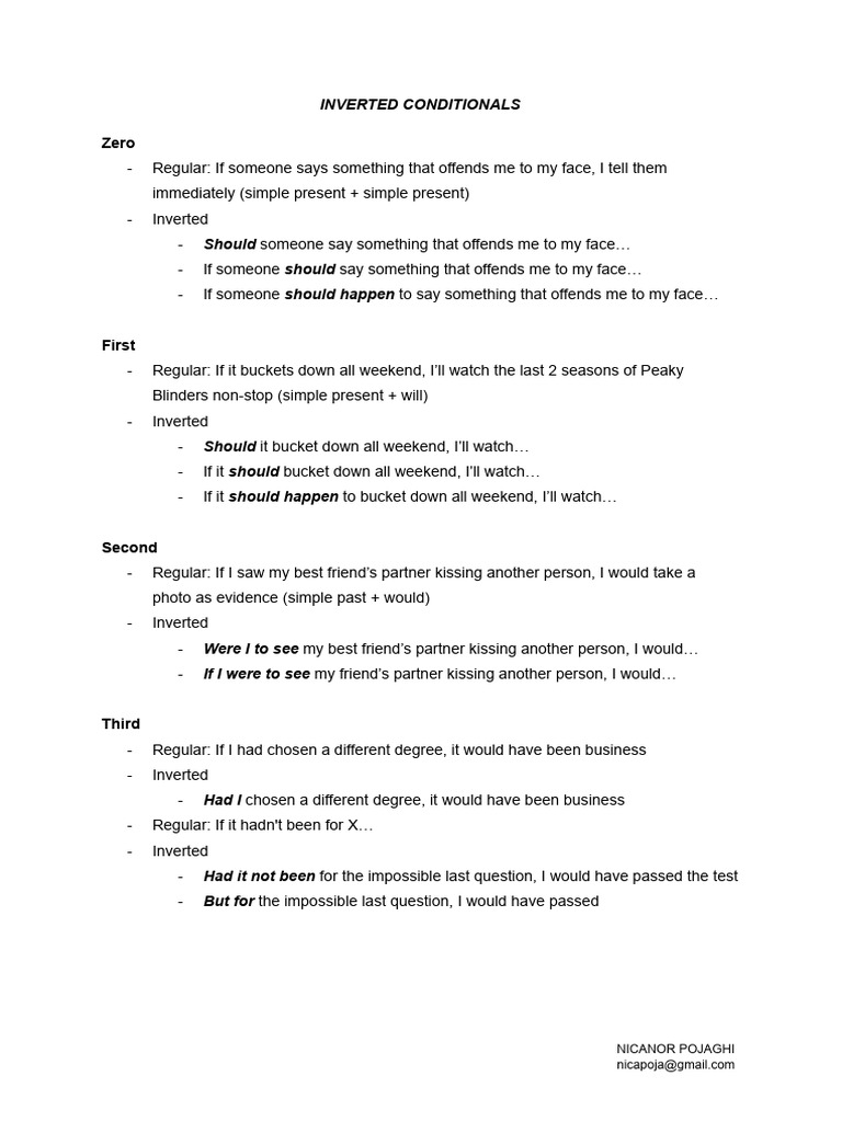 Inverted conditionals | PDF | Linguistics | Grammar