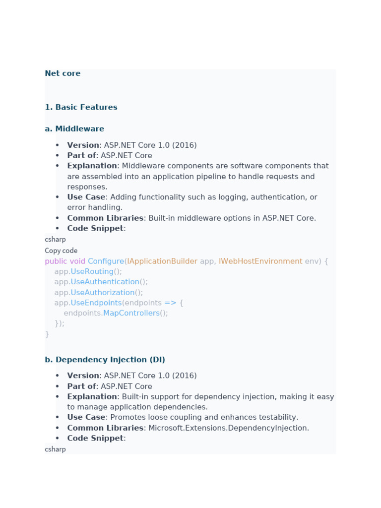 NetCore - features | PDF | Entity Framework | Active Server Pages
