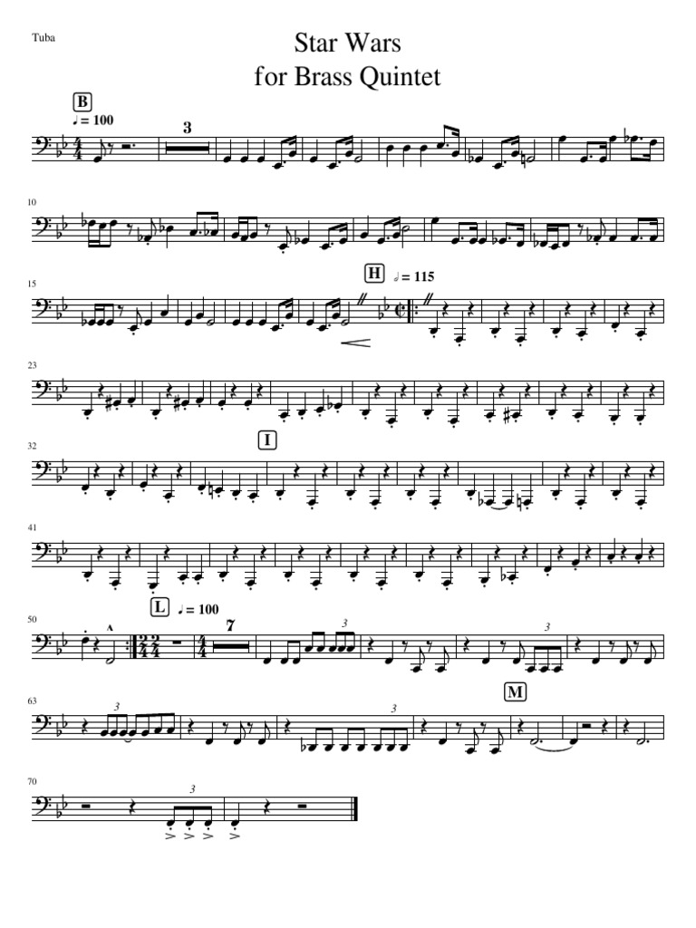 Star Wars Brass Quintet Arrangement | PDF | Brass Instruments | Aerophones