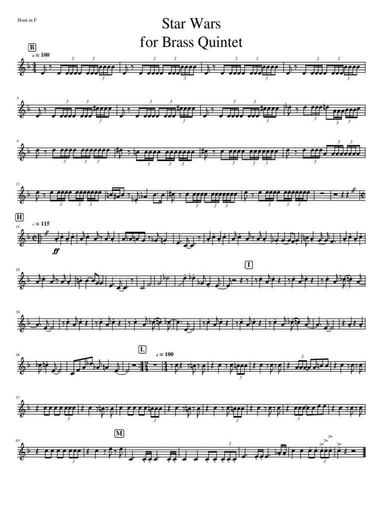 Star Wars For Brass Quintet-rövid-Horn in F | PDF | Brass Instruments