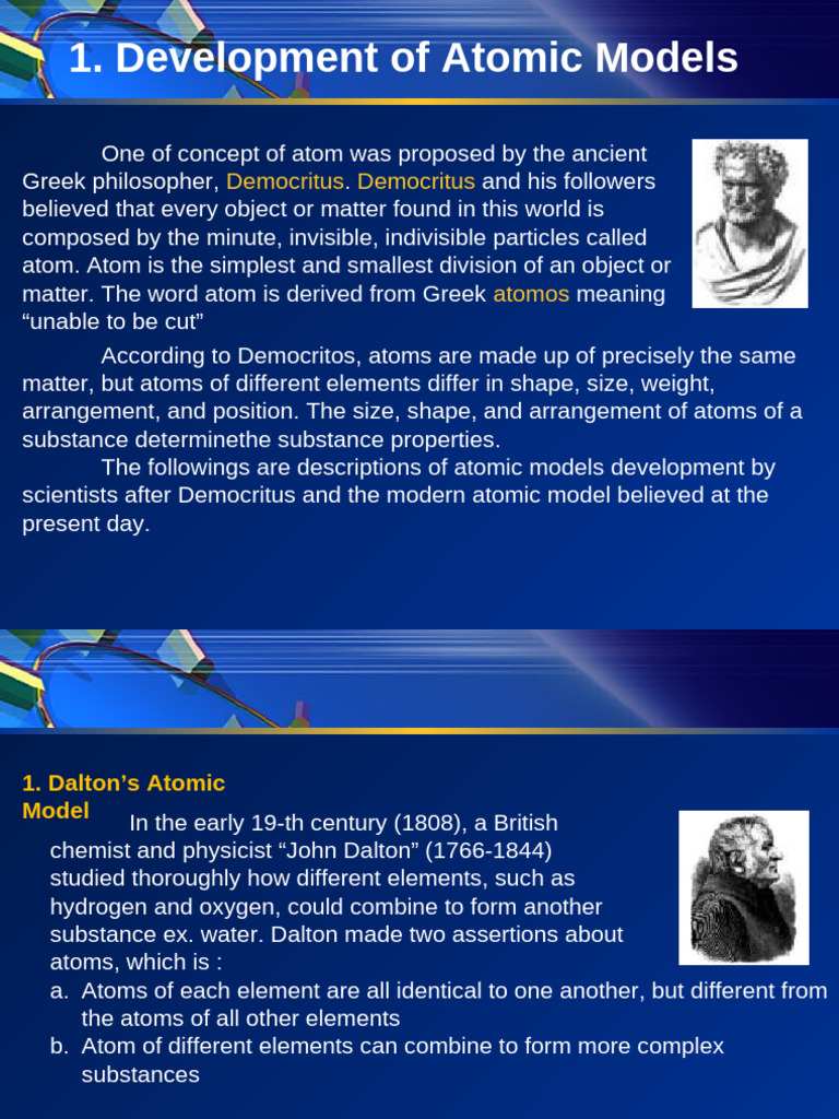 Development of Atomic Models | PDF | Atoms | Electron