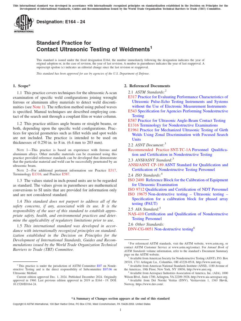 Astm E164-2024 | PDF | Nondestructive Testing | Applied And ...