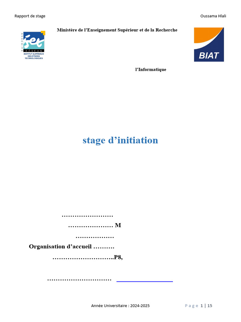 Rapport de stage à la BIAT 2025 | PDF | Business | Économie