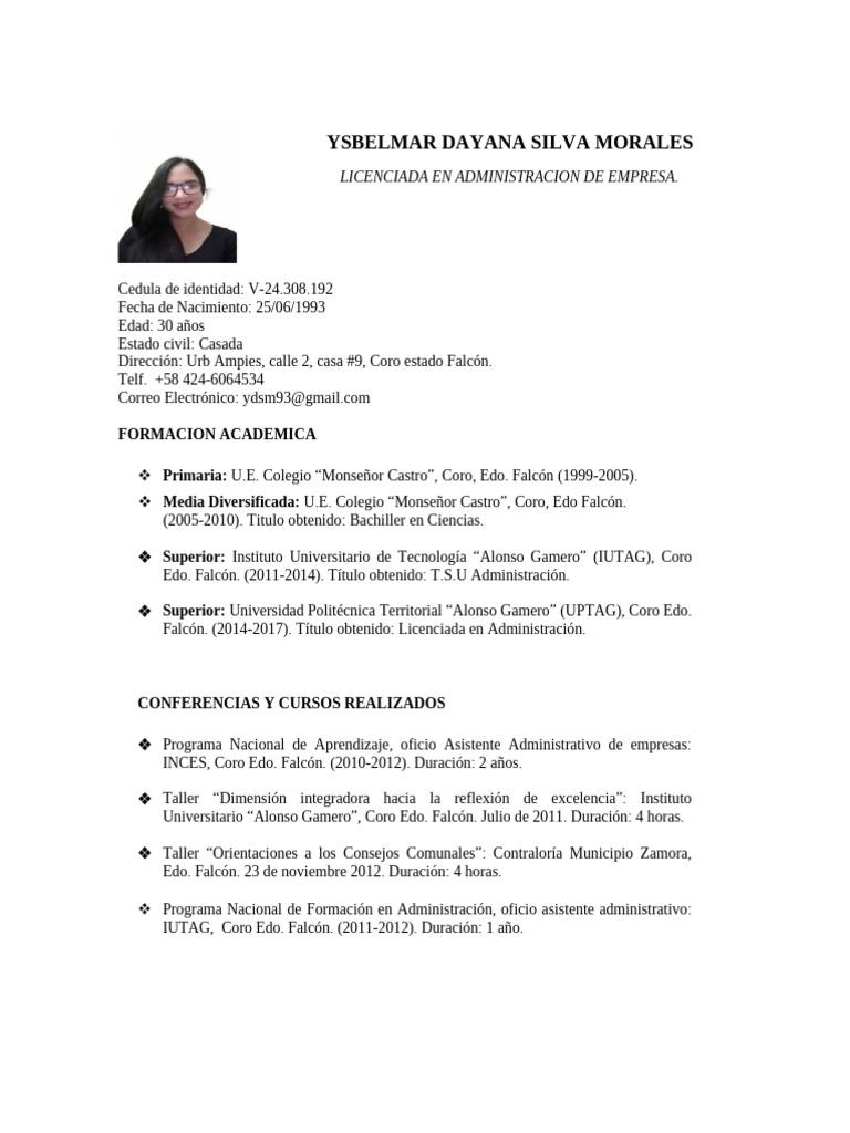 CV Ysbelmar Silva Actulizado | PDF
