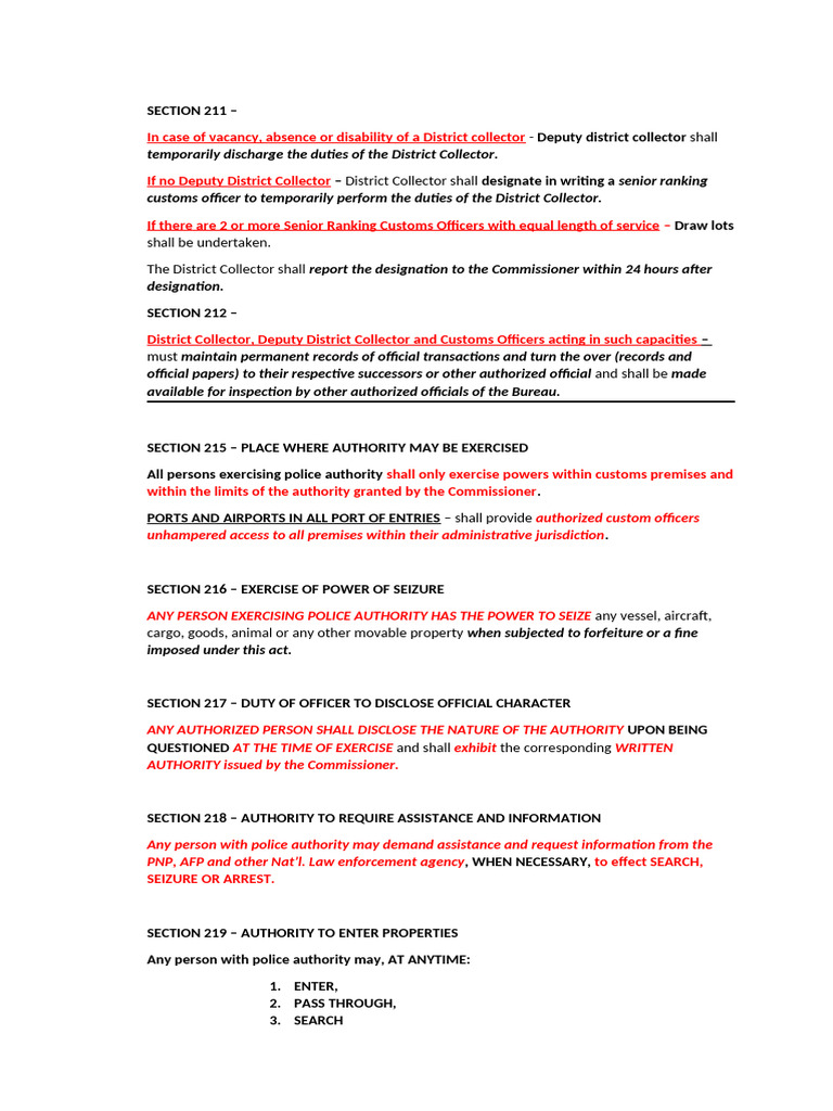 Customs Provision (Sec. 211) | PDF | Search Warrant | Probable Cause