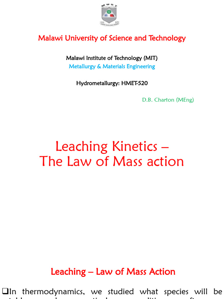 Leaching Kinetics in Hydrometallurgy | PDF | Activation Energy ...