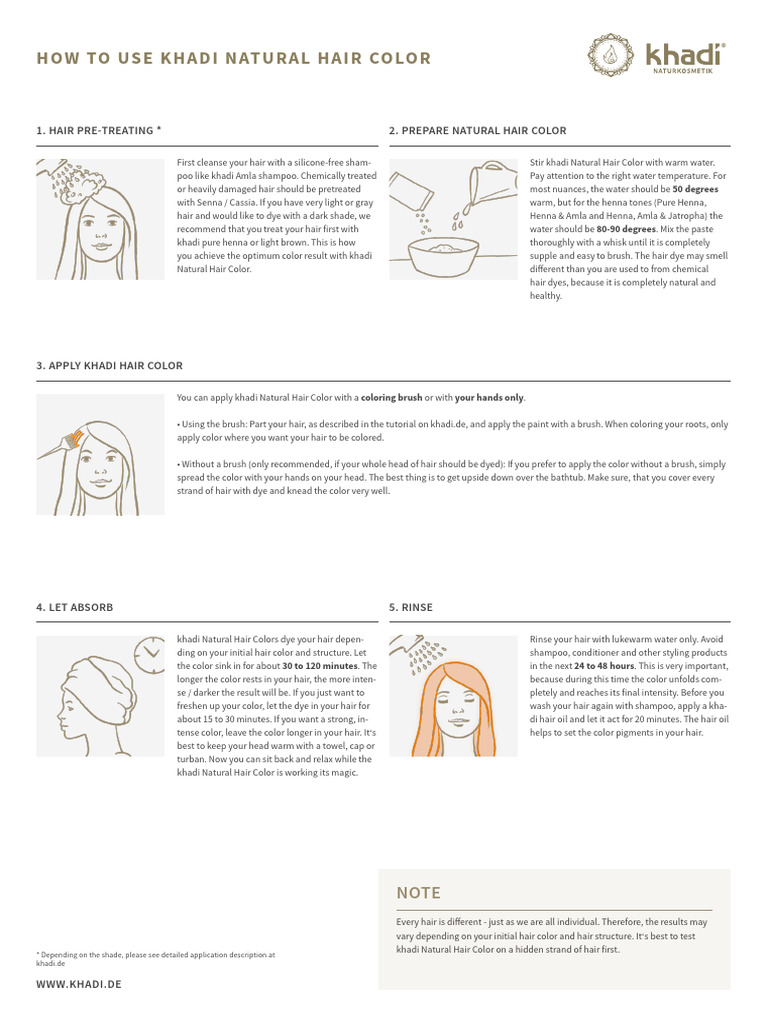 Applying Khadi Natural Hair Color Guide | PDF | Human Hair ...
