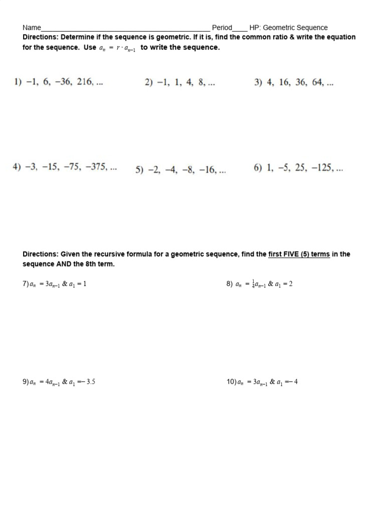 HP - Geometric Sequence | PDF