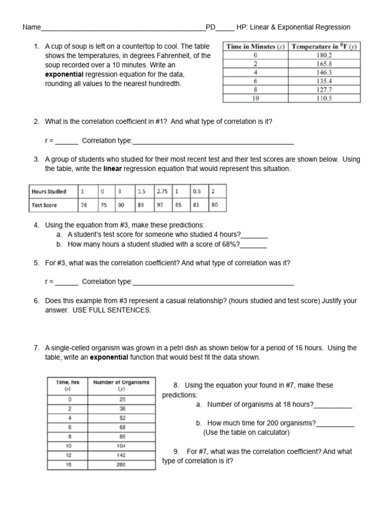 HP_ Linear & Exponential Regression | PDF | Regression Analysis | Applied Mathematics