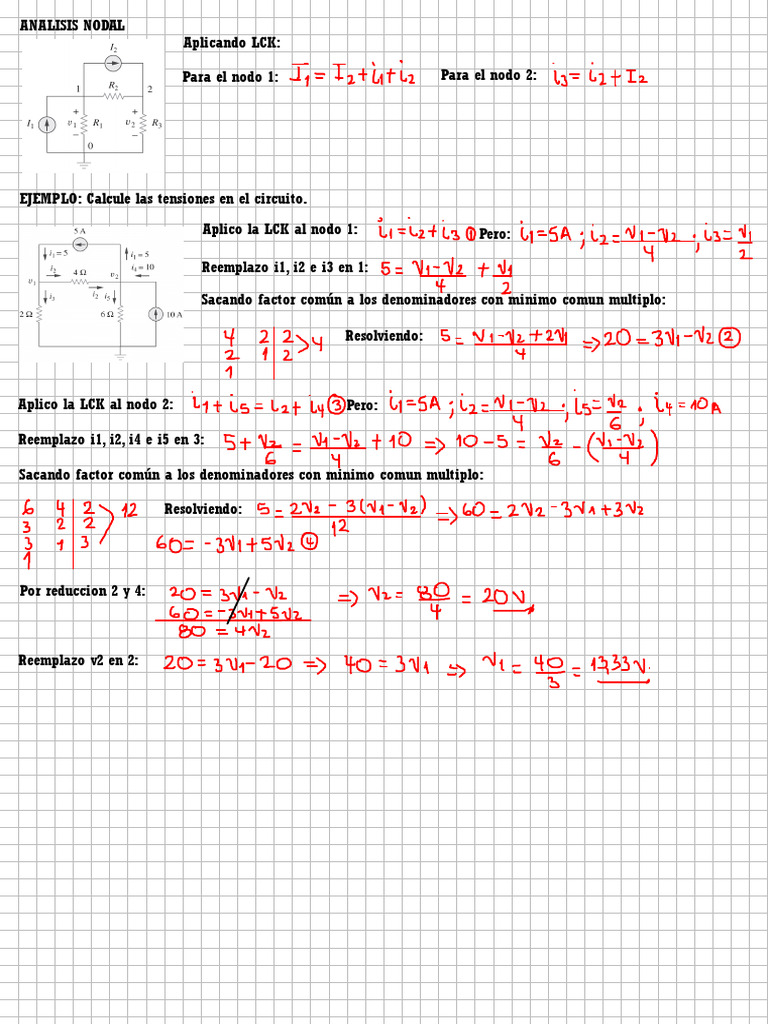 Análisis Nodal en Circuitos Eléctricos | PDF