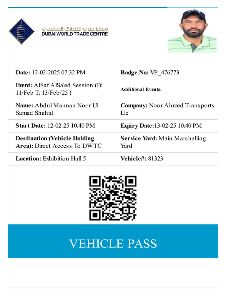 AlSaf AlSa'ed Event Vehicle Pass Details | PDF