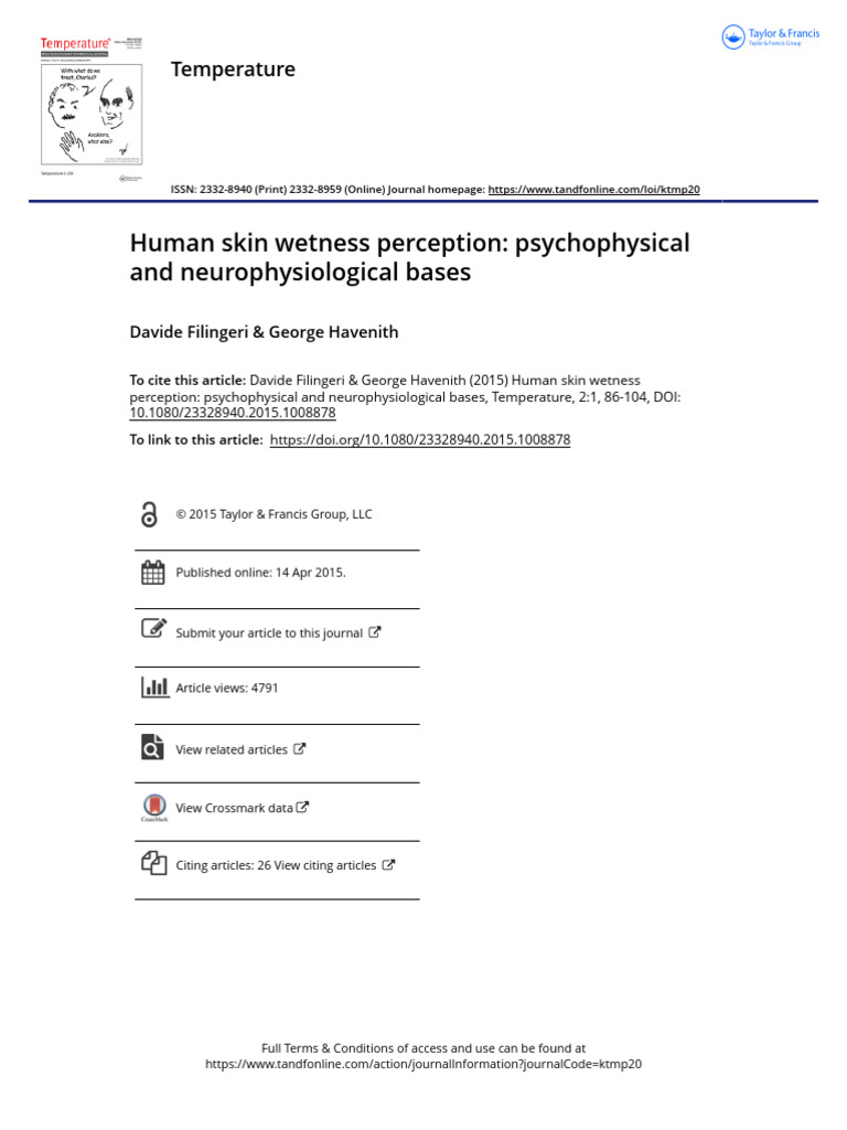 Human Skin Wetness Perception Psychophysical and Neurophysiological ...