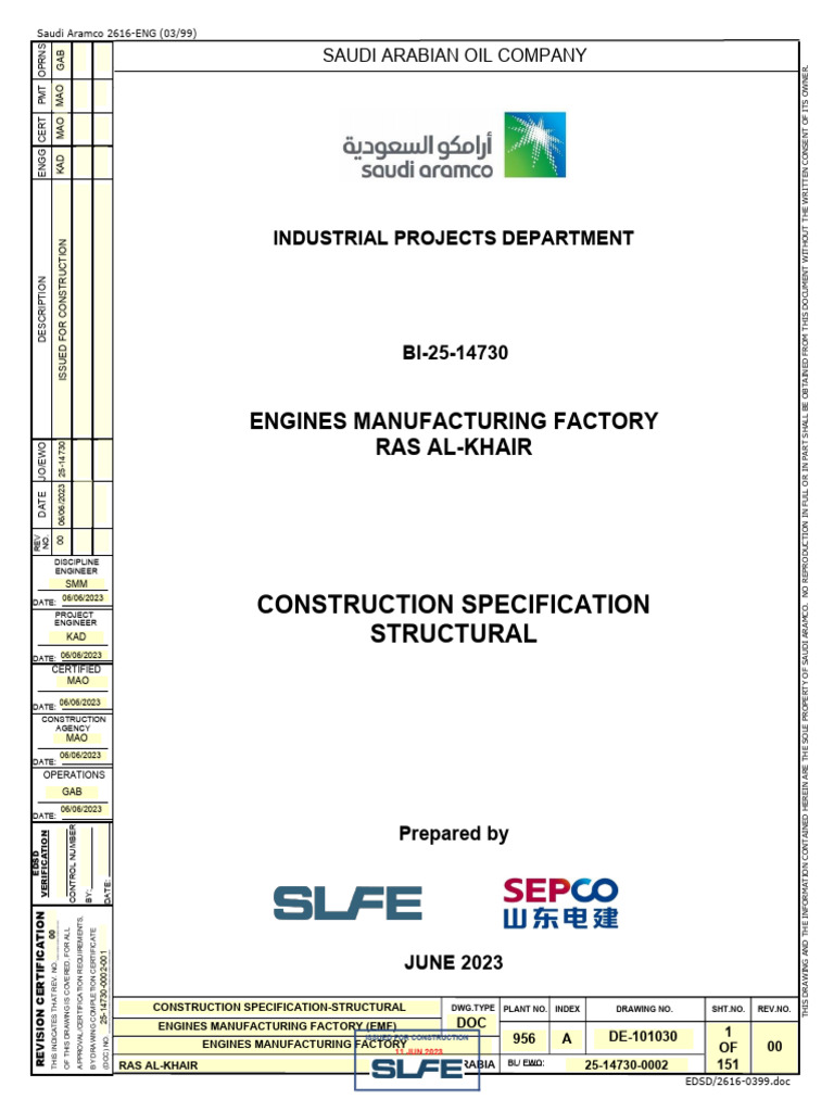 Construction Specification Structural - D101030151W00 | PDF | Concrete | Building Technology