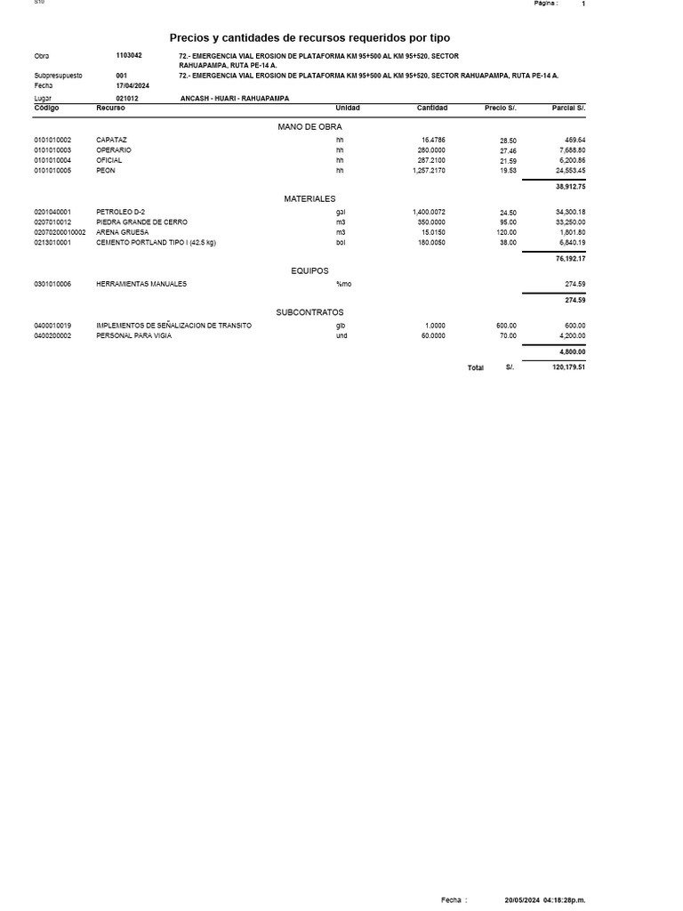 precioparticularinsumotipovtipo2_ok | PDF | Materiales de construcción | Cemento