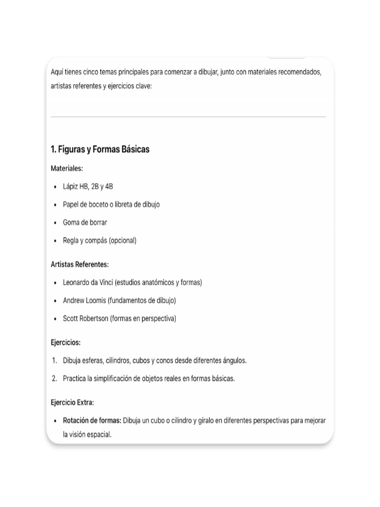 Consejos de dibujo, materiales y otras anotaciones | PDF