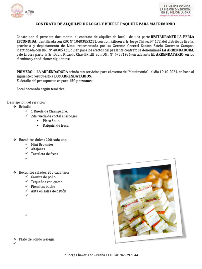 Contrato Matrimonio 19-10-2024 | PDF | Alimentos