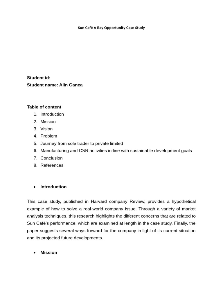 Case Study Sun Cafe | PDF | Sustainability | Corporate Social ...