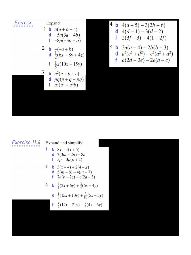 Expanding Brackets Exercises Lesson 2 | PDF