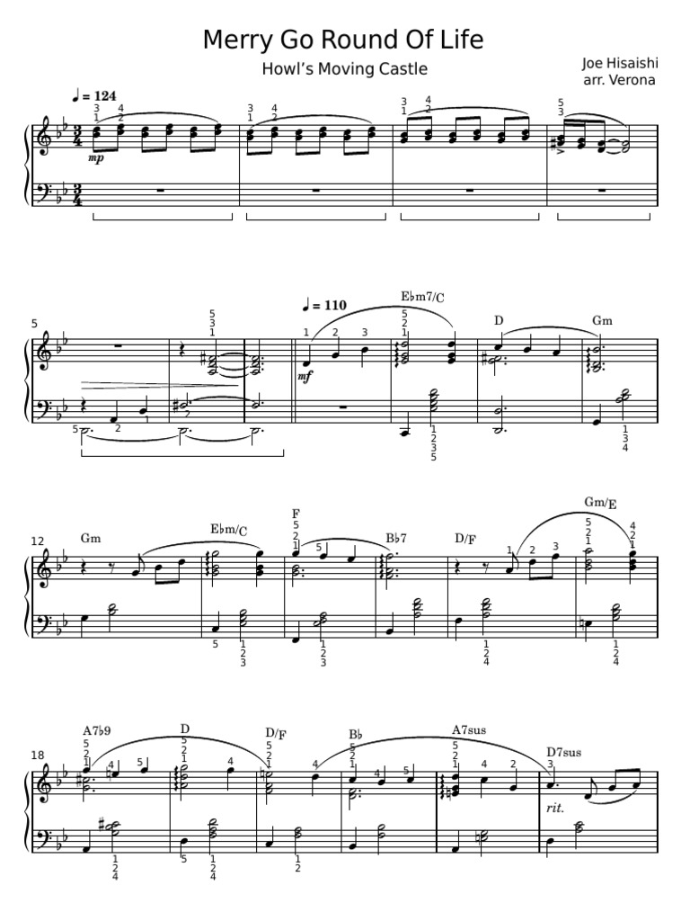 Marry-Go-Round of Life - Joe Hisaishi | PDF