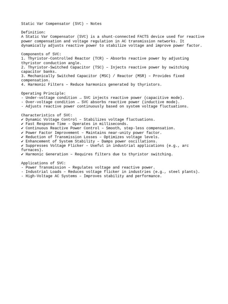 Overview of Static Var Compensators | PDF