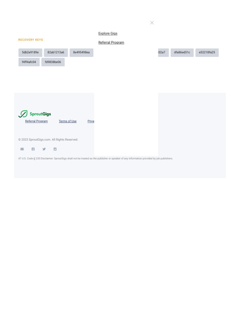 Recovery Key Sprouts | PDF