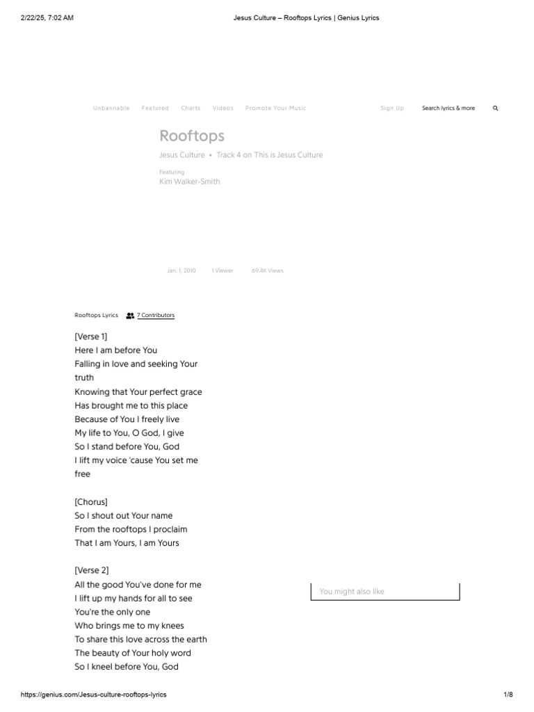Jesus Culture - Rooftops Lyrics - Genius Lyrics | PDF | Religious ...