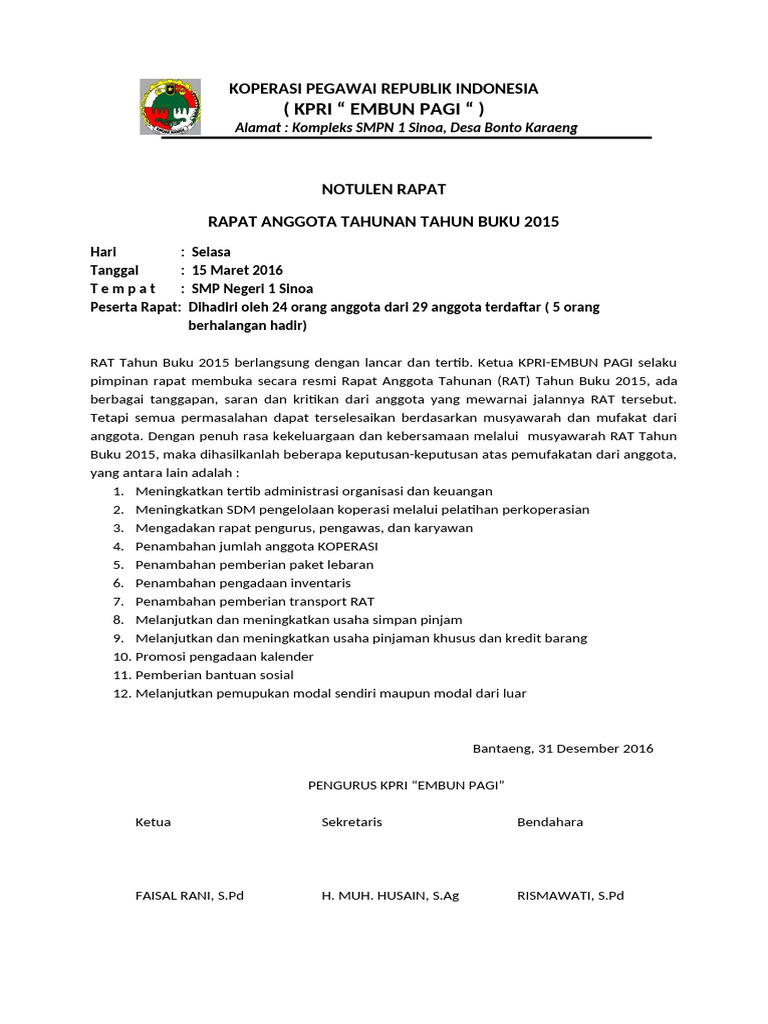 Notulen RAT | PDF