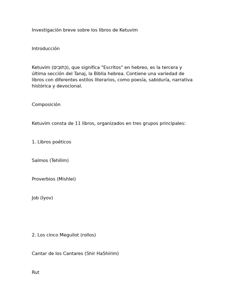 Libros de Ketuvim: Significado y Composición | PDF